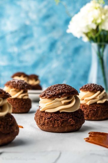 Chocolate Choux With Salted Caramel Filling - Wheel of Baking