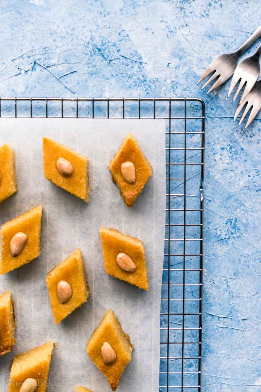 Namoura Recipe (Middle Eastern Semolina Cake) - Wheel of Baking